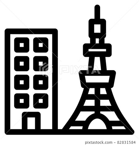Tokyo Tower line drawing vector illustration - Stock Illustration ...