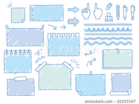 Handwritten frame, stationery, notebook set... - Stock Illustration ...