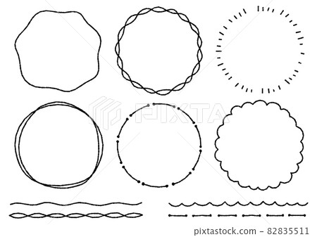 Simple handwritten round frame set (rough lines) - Stock Illustration ...