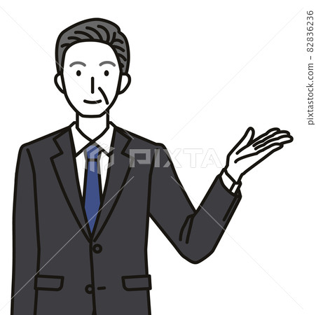 Senior man in a suit to introduce - Stock Illustration [82836236] - PIXTA