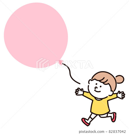 Illustration of a girl chasing a balloon balloon - Stock Illustration ...