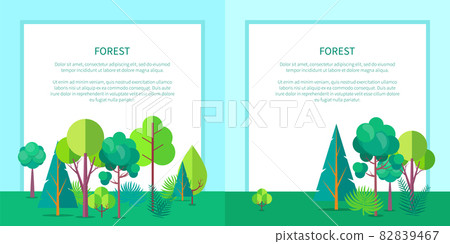 Forest Vector Web Banner with Trees and Bushes - Stock Illustration ...