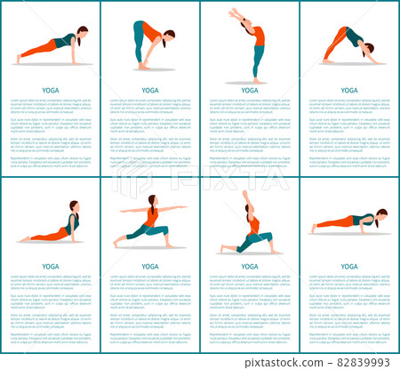 Yoga Postures Set, Sporty Woman, Color Banner - Stock Illustration ...