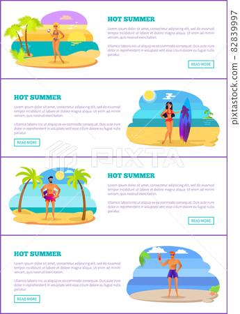 Hot Summer Vacations Internet Promo Banners Set - Stock Illustration ...