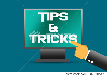 Tips and tricks word on computer screen, 3d... - Stock Illustration ...