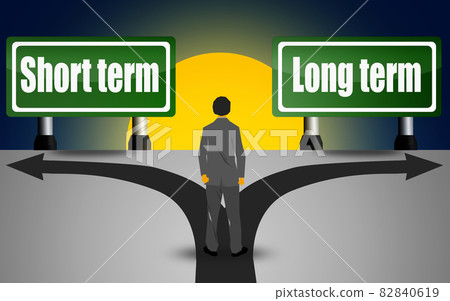 Two green direction sign, short term and long term - Stock Illustration ...