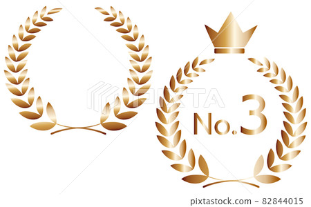 3rd place set with laurel wreath and crown... - Stock Illustration ...