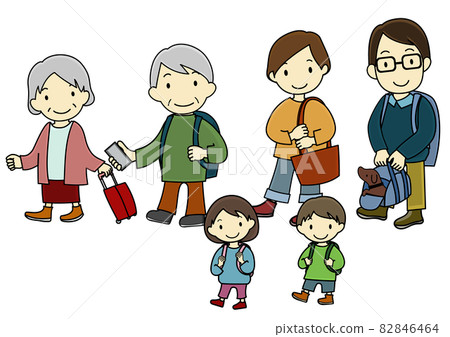 Illustration set of family going out (for image... - Stock Illustration ...