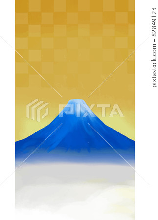Illustration of the yellow sky, Mt. Fuji and... - Stock Illustration ...