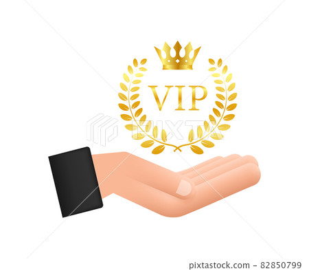 Golden symbol of exclusivity, the label VIP... - Stock Illustration ...