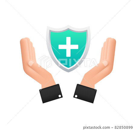 Health insurance. Hands holding insurance sign.... - Stock Illustration ...