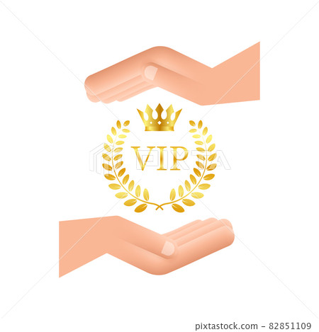 Golden symbol of exclusivity, the label VIP... - Stock Illustration ...