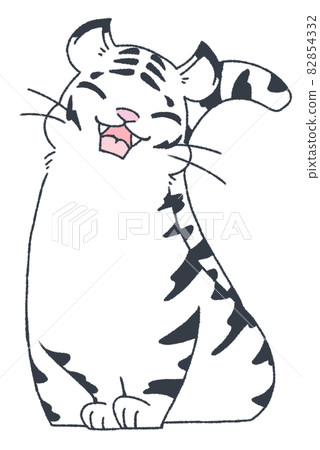 White tiger sitting with a smile - Stock Illustration [82854332] - PIXTA