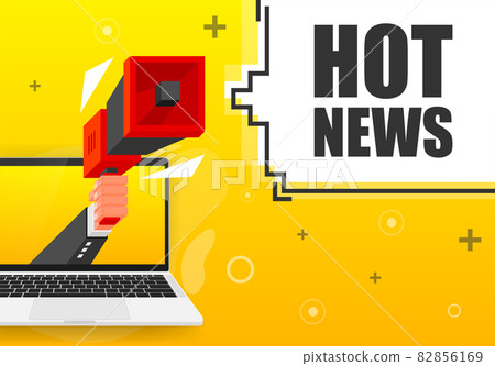 Hot News banner template. Marketing flyer with... - Stock Illustration ...