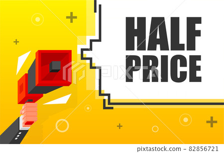 Half Price banner template. Marketing flyer... - Stock Illustration ...