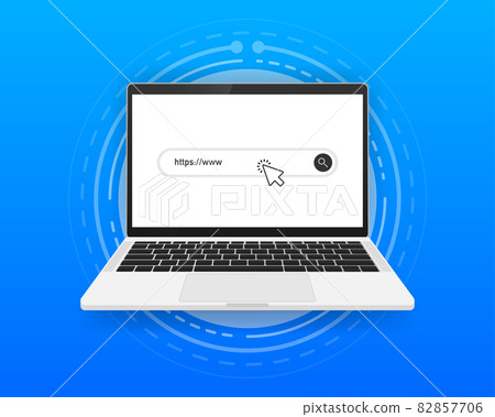 Laptop computer with a search engine on the... - Stock Illustration ...