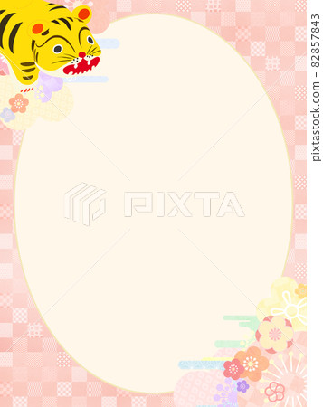 Japanese style and cute tiger frame - Stock Illustration [82857843] - PIXTA