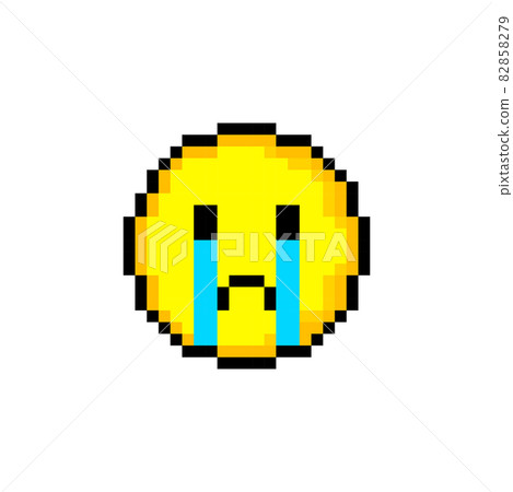 Pixel 8 bit yellow circle with smile. Isolated... - Stock Illustration ...