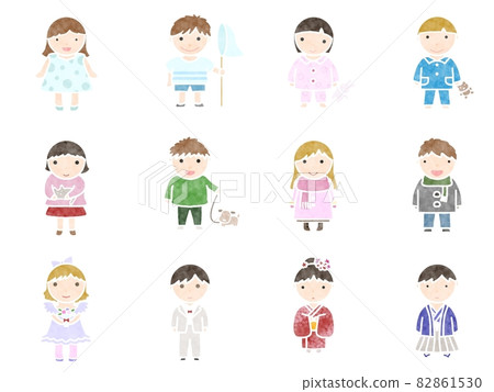 Standing child colorful stencil - Stock Illustration [82861530] - PIXTA