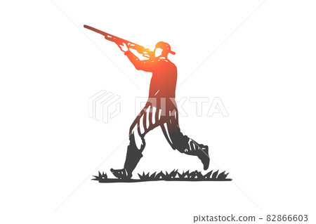 Hunter, rifle, shooting, weapon, man concept.... - Stock Illustration ...