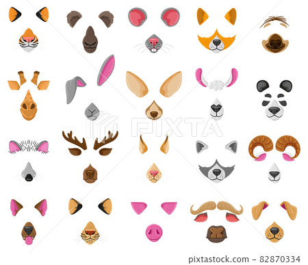 Cartoon selfie or video chat animal faces... - Stock Illustration ...