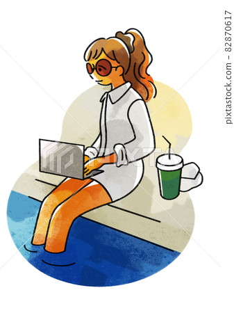 Worcation woman - Stock Illustration [82870617] - PIXTA