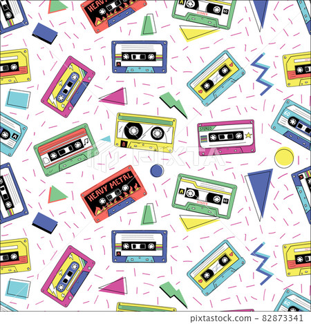 Retro cassette pattern. Vintage funky seamless... - Stock Illustration ...