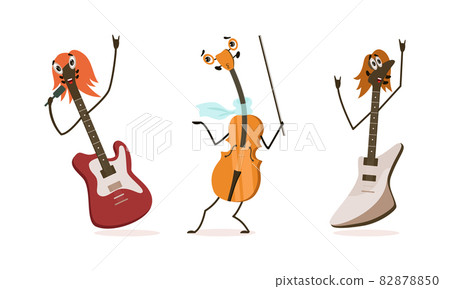 Funny Musical Instrument Cartoon Character with... - Stock Illustration ...