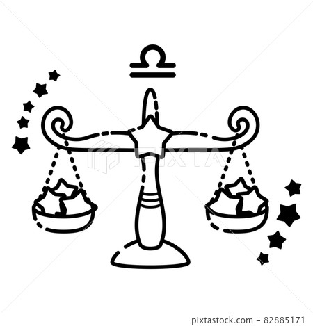 Simple and cute Libra illustration / black and... - Stock Illustration ...