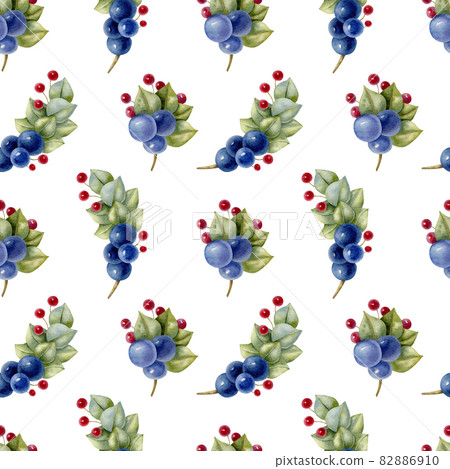 Watercolor bright seamless pattern with berry... - Stock Illustration ...