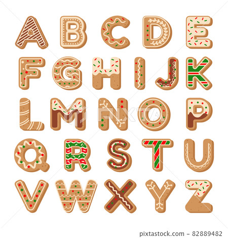 Christmas gingerbread cookie style alphabet... - Stock Illustration ...