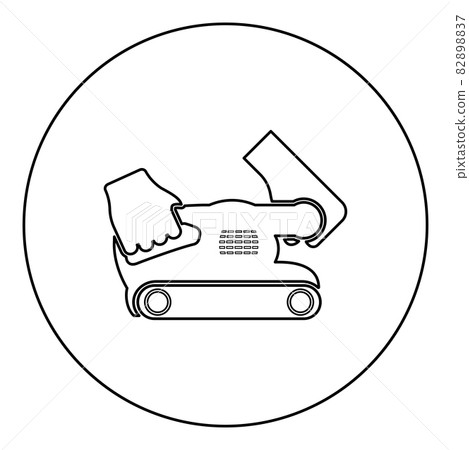 Belt sander in hand holding tool use Arm using... - Stock Illustration ...