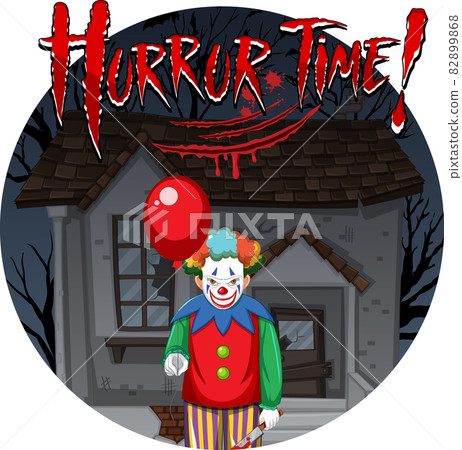 Horror Time badge with two creepy clowns - Stock Illustration [82899868 ...
