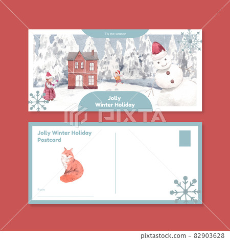 Postcard template with happy winter... - Stock Illustration [82903628 ...