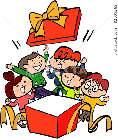 Kids open a gift box! - Stock Illustration [82905265] - PIXTA