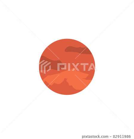 Cartoon icon or symbol of red Mars planet, flat... - Stock Illustration ...