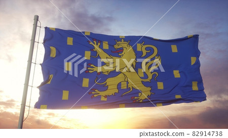 Franche-Comte flag, France, waving in the wind,... - Stock Illustration ...