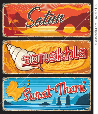 Surat Thani, Songkhla and Satun Thailand... - Stock Illustration ...