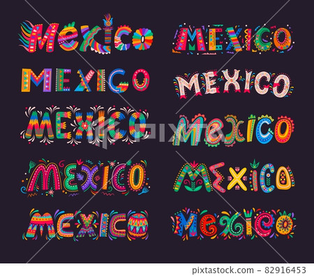Mexico lettering elements. Mexican festive... - Stock Illustration ...