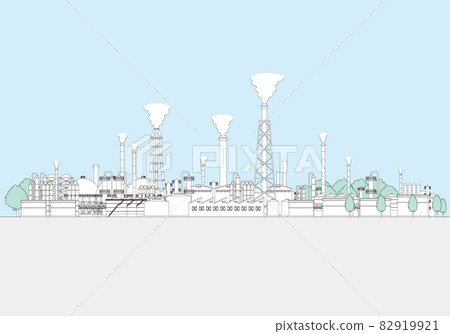 Factory area line drawing vector illustration - Stock Illustration ...