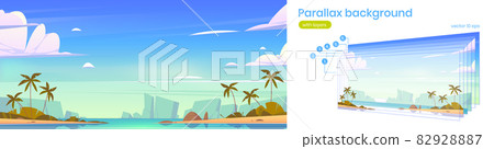 Parallax background with tropical sea - Stock Illustration [82928887 ...
