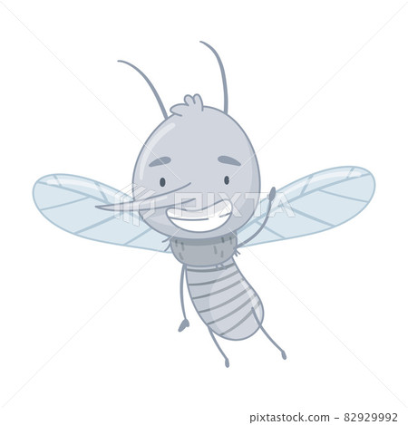 Funny smiling mosquito parasitic insect waving... - Stock Illustration ...