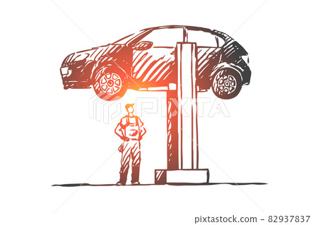 Car, repair, auto, service, engine concept.... - Stock Illustration ...
