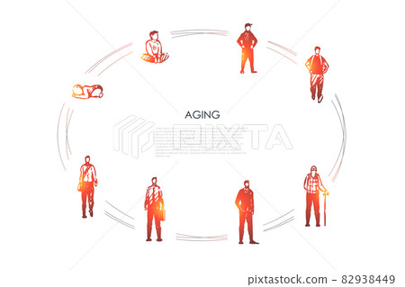 Aging - different stages of man age from... - Stock Illustration ...