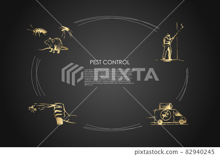 Pest control - mouse, spray and special worker... - Stock Illustration ...
