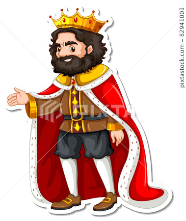 King with red robe cartoon character sticker-插圖素材 [82941001] - PIXTA圖庫