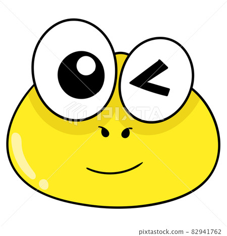 yellow cute frog head wink, doodle icon drawing - Stock Illustration ...
