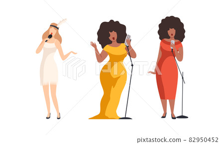 Young Woman Character Musician and Singer... - Stock Illustration ...
