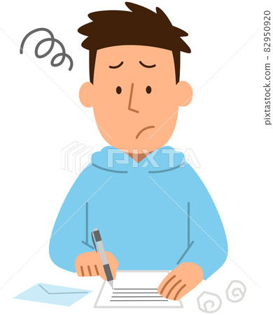 Man rewriting a letter many times 1 - Stock Illustration [82950920] - PIXTA