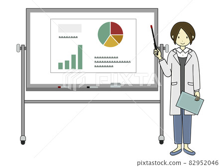 Illustration of a woman explaining presentation... - Stock Illustration ...